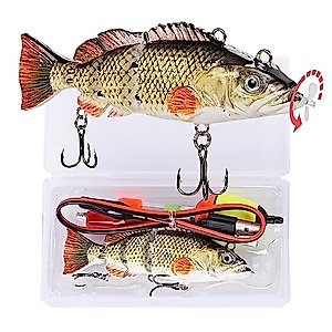 Robotic Swimming Fishing Electric Lures 5.12" USB Rechargeable LED Light Wobbler Multi Jointed Swimbaits Hard Lures Fishing Tackle (Common Shad1(Upgrade 2023))