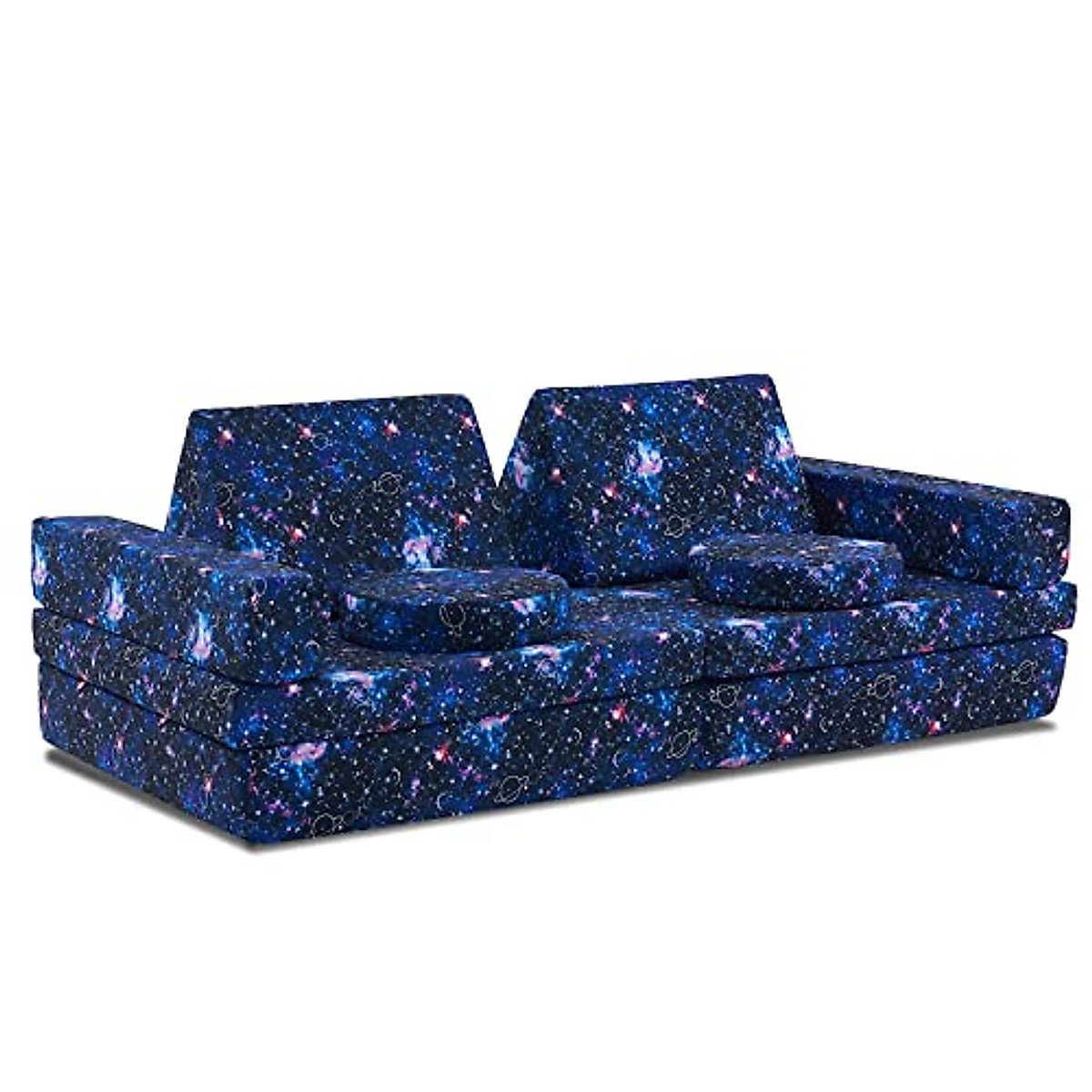 jela Kids Couch Extended Size 10PCS with futons, Floor Couch Floor Sofa Modular Furniture for Kids and Adults, Modular Foam Play Couch, Modular Sectional Sofa (Galaxy)