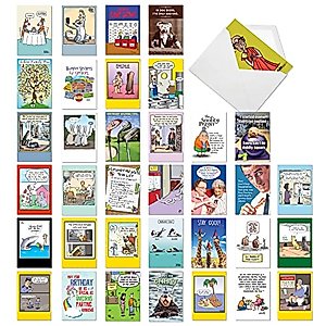 NobleWorks - Variety Pack of 36 Assorted Funny Birthday Cards Bulk Box Set w/Envelopes, Edgy Humor B-Day for Men, Women (36 Designs, 1 Each) - Birthday Favorites AC2911BDG-B1x36