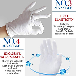 YITIAOYU 24pcs Soft Cotton Gloves for Dry Hands Cotton Sleep Gloves Overnight Eczema Moisturizing Lotion Treatment Reusebale Work Gloves for Coin Jewelry Silver Archival Costume Inspection (Medium)