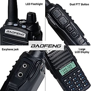 BaoFeng UV-82 High Power BaoFeng Radio Ham Radio Handheld 2 Way Radio Walkie Talkies with Earpiece,Handheld Speaker Mic and Programming Cable (2 Pack-Black)