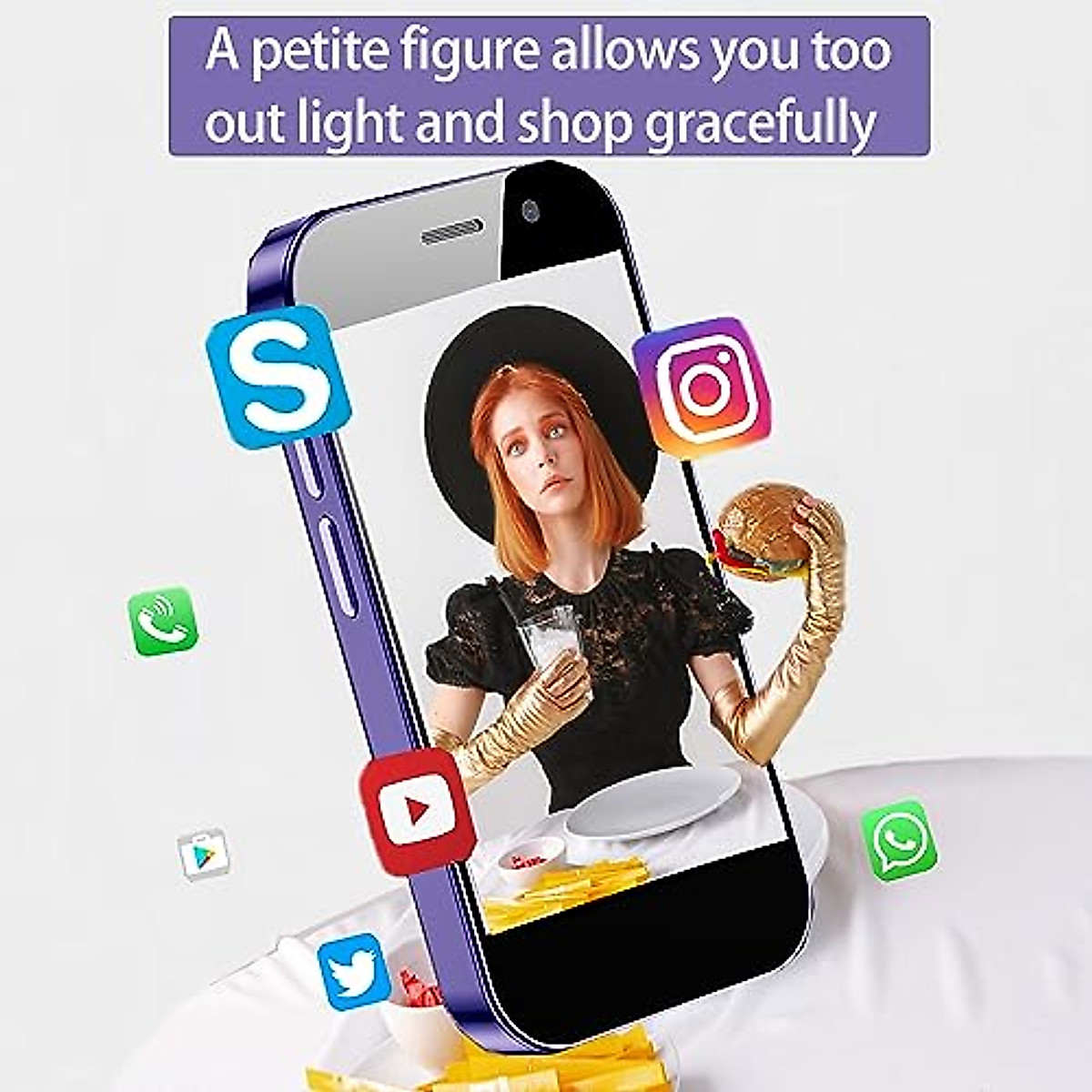 Hipipooo XS14Pro Mini 3G Smartphone 3.0 Inch Quad Core Dual Sim 2GB RAM 16GB ROM Sim 2600mAh Unlocked Card Android Small Mobile Phone Student Pocket Cellphone (Purple)