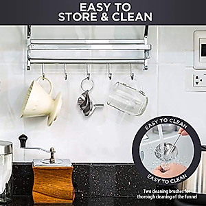 Kitchen Funnels for Filling Bottles, YGDZ 3pcs Small/Medium/Large Food Grade Stainless Steel Metal Kitchen Funnels Set for Essential Oil Spices Liquid, 2pcs Cleaning Brushes