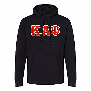 Greekgear Men's Kappa Alpha Psi Lettered Gaiter Fleece Hooded Sweatshirt Medium Black