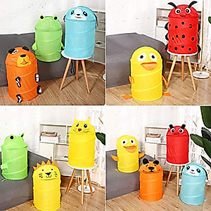 Cabilock Folding Laundry Bucket Cartoon Duck Kids Toy Container Laundry Hamper Bucket Sundries Storage Organizer Washing Basket for Home Bedrooms (Yellow)