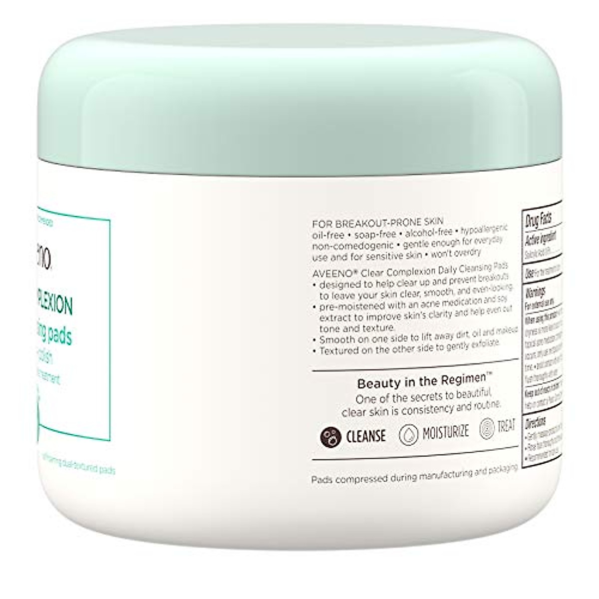 Aveeno Clear Complexion Daily Facial Cleansing Pads with Salicylic Acid Acne Treatment, 28 ct