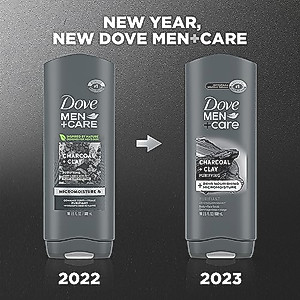 DOVE MEN + CARE Elements Body Wash Charcoal + Clay 4 Count For Men's Skin Care Effectively Washes Away Bacteria While Nourishing Your Skin, 18 oz