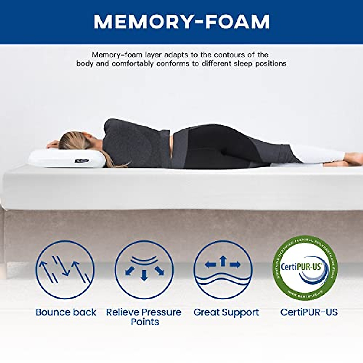 6/8/10/12 inch Gel Memory Foam Mattress for Cool Sleep & Pressure Relief, Medium Firm Mattresses CertiPUR-US Certified/Bed-in-a-Box/Pressure Relieving (10 in, Full) White