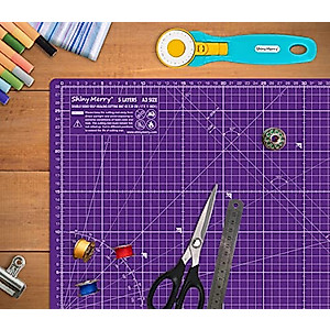 Cutting Mat A3 around 12" x 18", Self Healing cutting mat Double Sided 5-Ply Cutting Mats for Crafts, Fabric, Sewing, Quilting, Workbench, Scrapbooking, Projects, Pink/Purple -Shiny Merry