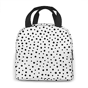 Huatansy Black Dots Lunch Bags Insulated Lunch Box Cooler Bag Unisex For Work School Travel Picnic Outdoor