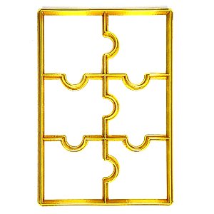 Large Rectangle Puzzle Cookie Cutter for Dough, 6 Pcs Multicutter 6.375" by 4.25" with 2.125-Inch Square Pieces (Puzzle)