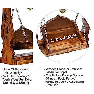will and weaves Wooden krishna Swing/Jhula handmade ladoo gopal jhula or krishna swing janamashtmi jhula brown color, ‎20 x 10 x 23 cm approx
