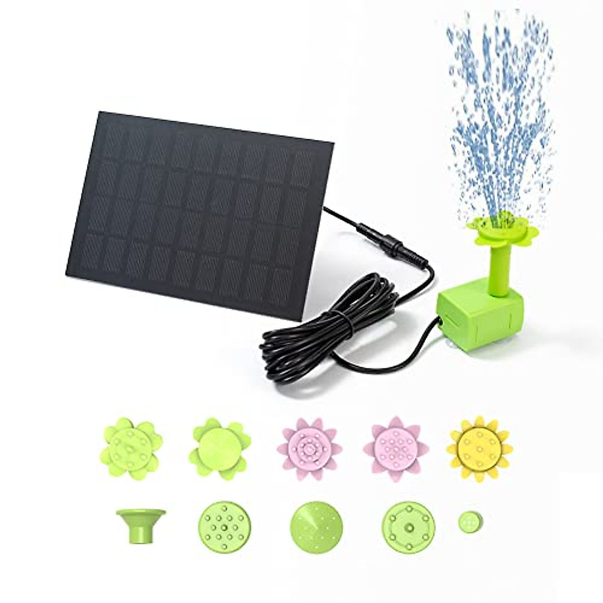 Solar Fountain Kit with Panel, 1.8W Solar Water Pump with 8 Petals Nozzles, Floating Solar Water Fountain Pump for Bird Bath, Pond, Garden and Fish Tank Pond