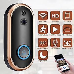 Atopskins Ring Video Doorbell Camera Wireless, 1080P Door Bell Cameras Wireless with Buzzer, AI Smart Human Detection, 2-Way Audio, Voice Changing, 1080P Night Vision, Cloud Storage, Alert, SMS Push