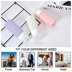 Travel Bottles for Toiletries Leak Proof Silicone Travel Bottles Set TSA Approved Travel Size Containers Refillable Accessories Lotion Shampoo Conditioner Bottles with Toiletry Bag for Travel Outdoor