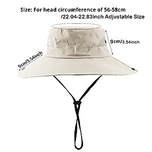 Womens Sun Hats Wide Brim Ponytail Hats Summer Beach Hat for Women Foldable Travel Safari Hats UPF50+(Size:M-L) (58cm/22.83inch,Beige)