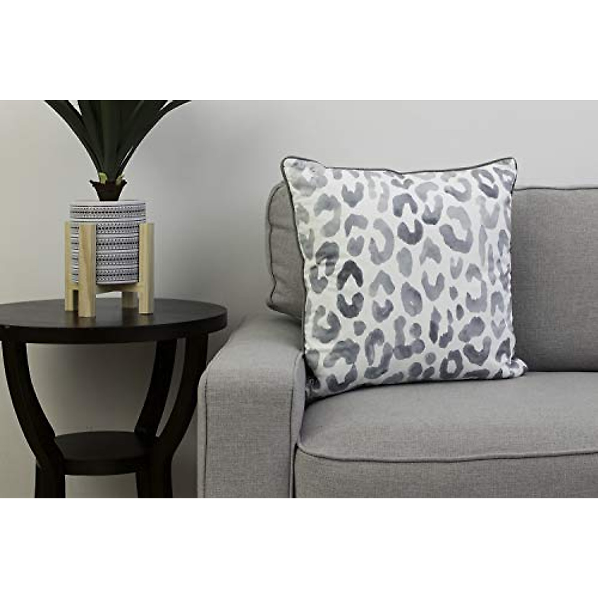 Thro by Marlo Lorenz Miron Cheetah Velvet Throw Pillow, 20" x 20", Gray