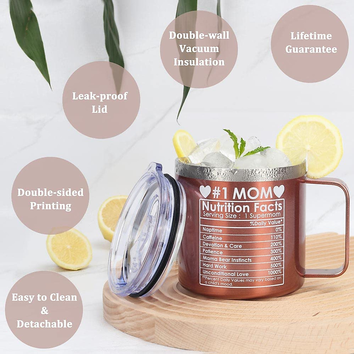 Breezy Valley Mothers Day Gifts for Mom from Daughter Son, Best Gifts for Mom Mug - #1 Mom Coffee Mug Gifts for Mom Mothers Day Mug, Happy Birthday Gifts Funny Mom Nutrition Facts Mug, 14oz