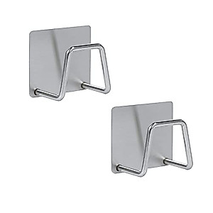 HMGF WOOD 2 Pcs Sponge Holder for Kitchen Sink,SUS304 Stainless Steel Strong Adhesive Small Sponge Holders
