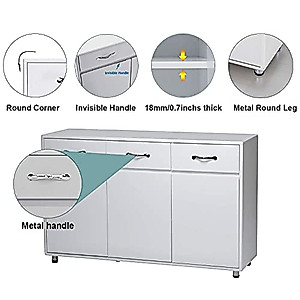 RASOO Buffet Cabinet Kitchen Cabinet Storage Sideboard Cabinet Cupboard Sideboard Buffet Kitchen Room (White -3 Doors and 3 Drawers)