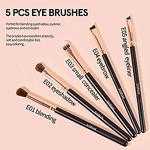 SIXPLUS Makeup Brushes Cosmetics Professional Essential 11-Piece Royal Golden Make Up Brush Set Kits with Makeup Bag and Pouch(Golden)