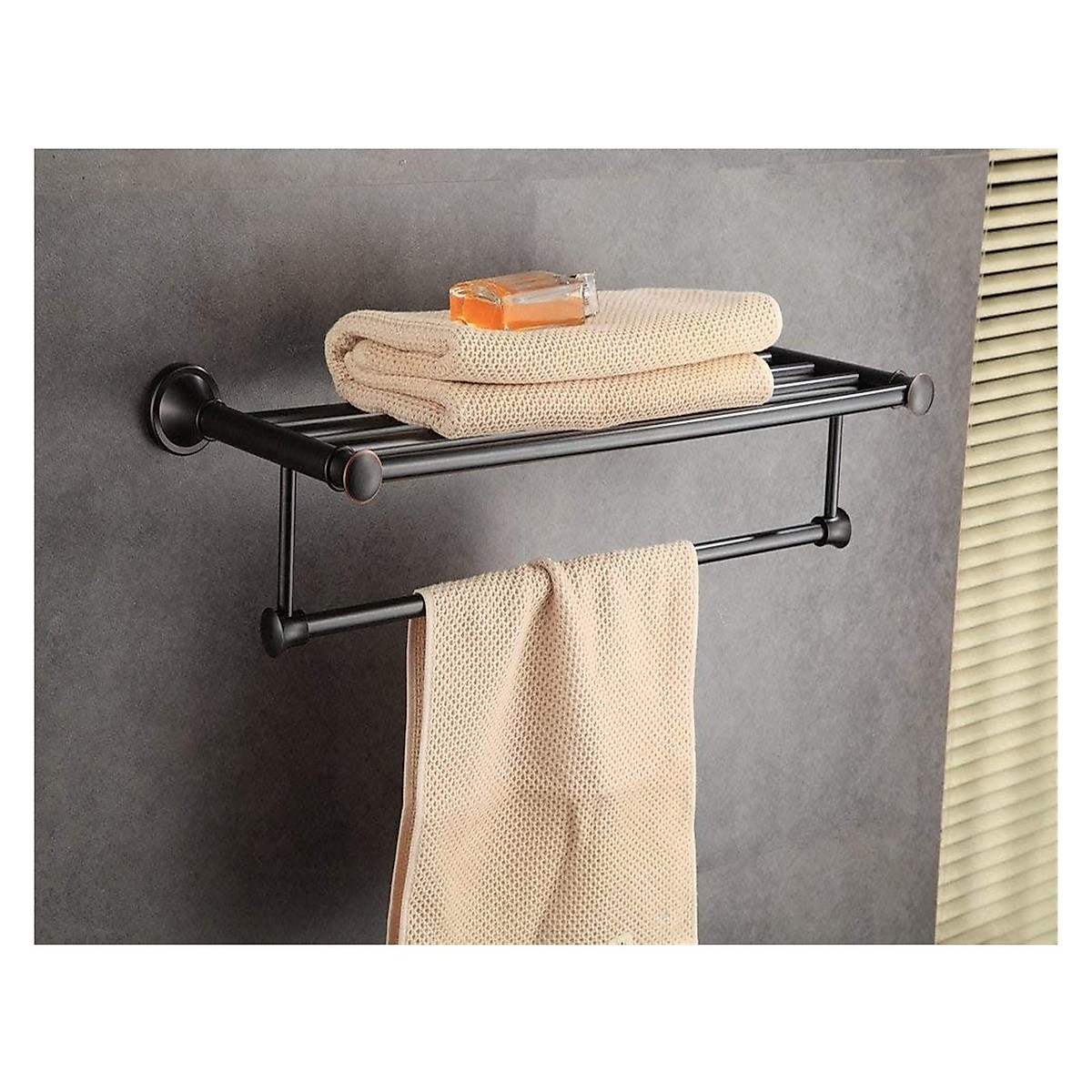 Towel Rails Solid Brass Towel Rack with Bar for Bathroom Shelf Wall Mounted, Oil Rubbed Bronze, 61.5 cm/Toilet Brush Set (Color : Toilet Brush Set) (Towel Shelf b)