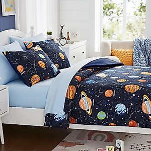 Kaleido Space Twin Comforter Set with Sheets - 5 Pieces Kids Twin Bedding Sets, Glow in The Dark Space Twin Bed in a Bag with Comforter, Sheets, Pillowcase & Sham