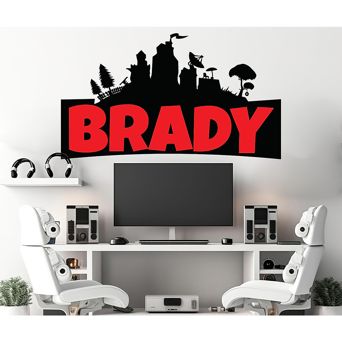 Custom Name Wall Decal - Famous Game Wall Decoration - Wall Decals for Gaming Room Decor - Party Decorations - Wall Decal for Home Bedroom Nursery Playroom Decoration (Wide 30"x16" Height)