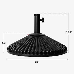 Abba Patio Umbrella Base, Round Sunburst Outdoor Umbrella Stand, Table Market Yard Umbrella, Adjustment Knob, 50.7 lbs, Black