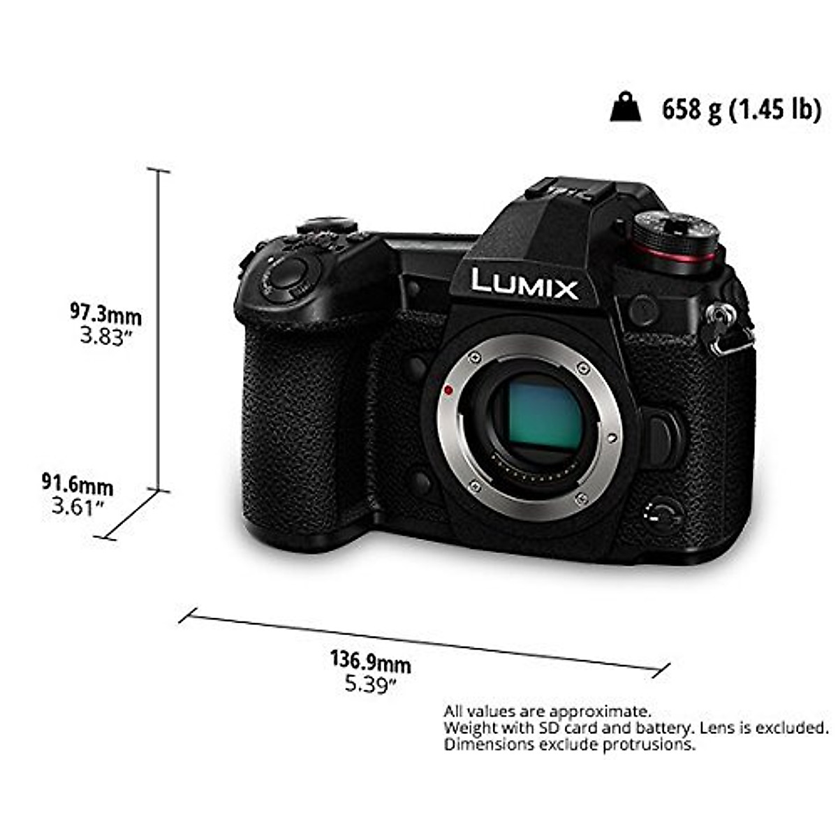 Panasonic LUMIX G9 4K Digital Camera, (DC-G9KBODY) (Black)