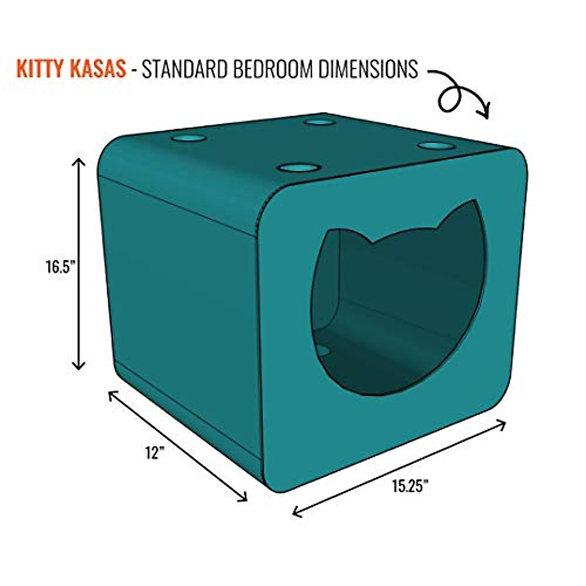 Kitty Kasas New! Standard Snap-On Modular Cat House, Bedroom Cube, Teal (KKB-115)