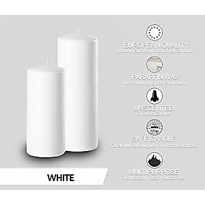 Hyoola White Pillar Candles 2x6 Inch - 4 Pack Unscented Pillar Candles - European Made