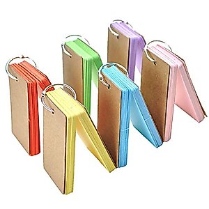 300Pcs Multicolor Kraft Paper Blank Flash Cards Study Cards Note Cards with Binder Ring for Bookmark/DIY Greeting Card/Index Card Stock for School Home Office Use, 90 * 55MM