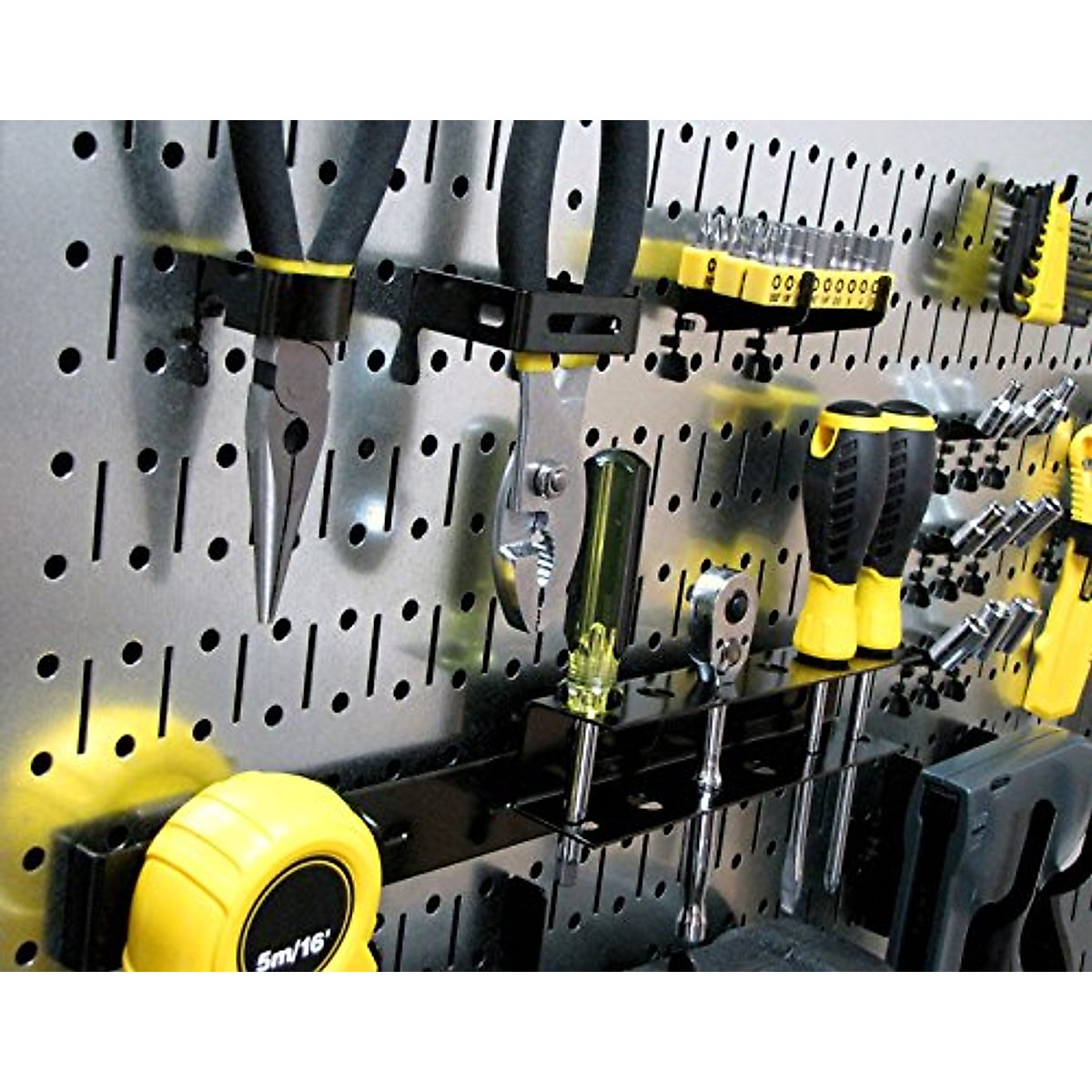 Wall Control Modular Pegboard Tool Organizer System - Wall-Mounted Metal Peg Board Tool Storage Unit for Pegboard Tiling (Metallic Pegboard)