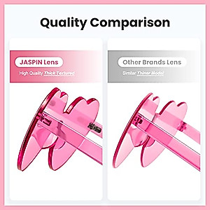 JASPIN Heart Sunglasses for Women Rimless Transparent Heart Shaped Sunglasses Colorful Eyewear for Fashion Party Girls Halloween Costume