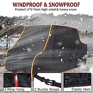 UTV Cover 4 Seater, StarknightMT Waterproof Anti-UV Cover Compatible with Polaris Ranger Crew 1000 900 570 800 General RZR Talon Teryx 4-Door with Reflective Strips Heavy-duty 420D Cover