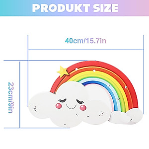 Wall Shelf (Rainbow) for Toniebox, Headphones,Charging Station and 18-24 Tonie Figures, Magnetic Wooden Floating Shelf Compatible with Toniebox MP3 Audio Player & Character, Storage Rack for Kids