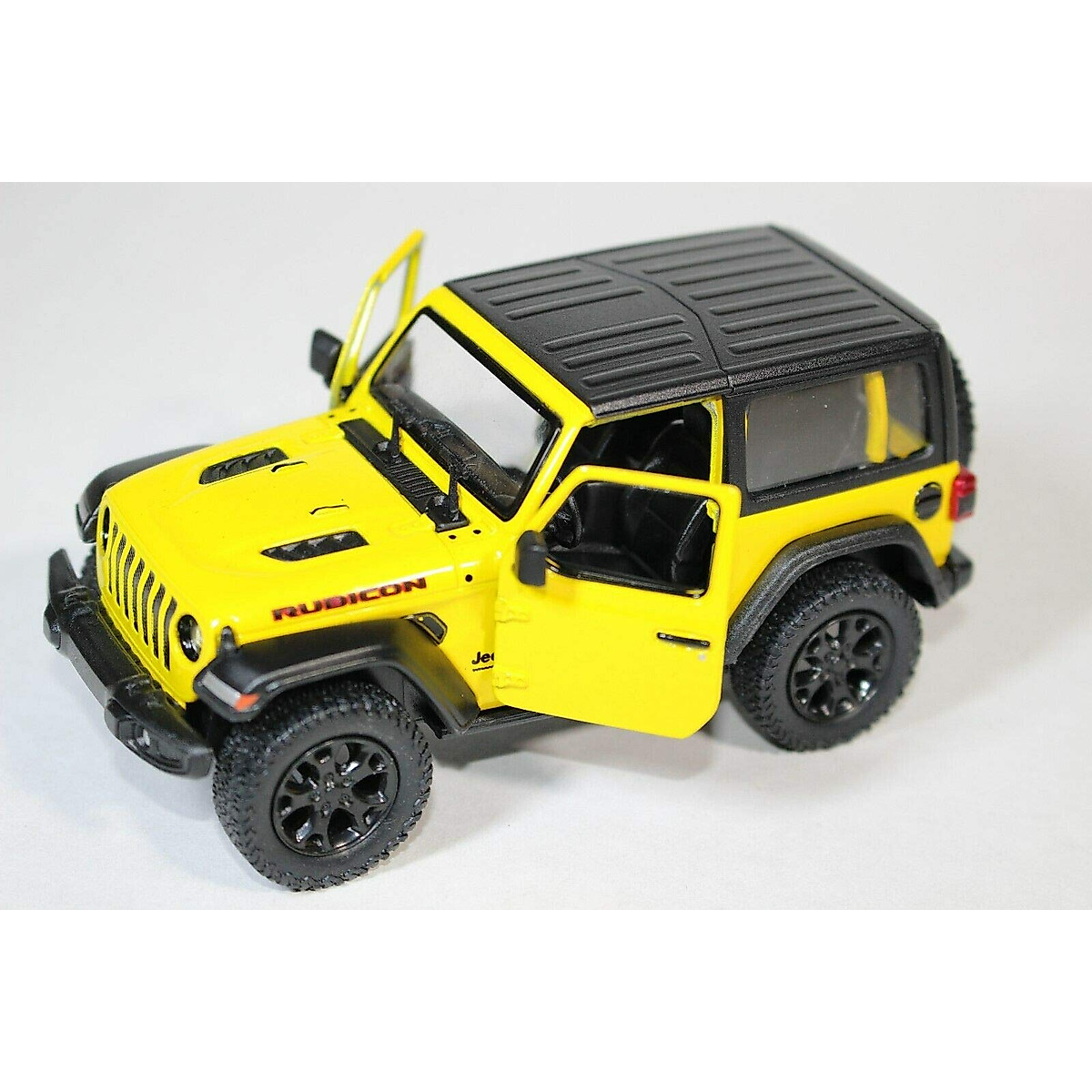 KiNSMART 2018 Jeep Wrangler Rudicon Hard Top Yellow 5" 1:34 Scale Die Cast Metal Model Toy w/ Pullback Action