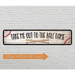 Take Me Out To The Ball Game Metal Sign Kids Room Boys Room Baseball Décor Wall Décor Gift 4x18 104182001017