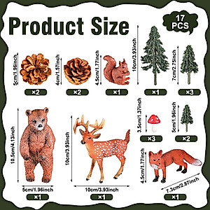 17 Pcs Woodland Animal Cake Toppers Jungle Safari Animal Cake Toppers Forest Wild Animals Figure Creatures Cupcake Forest Cake Topper Kit Cake Decorations for Baby Shower Birthday Party