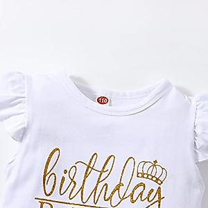 Toddler Kids Baby Girls Outfits Birthday tee Outfit Princess Ruffle Vest Sleeveless T-Shirts Infant Top