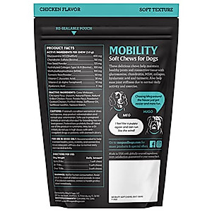 Hip & Joint Supplement for Dogs, 33% More 120 Soft Mobility Chews Glucosamine Chondroitin, Collagen, Turmeric, Hyaluronic Acid, Flaxseed, Vitamin C & E, for Small & Large Breeds, Vet Recommended