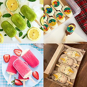 3 Set Popsicles Molds with Lids and 100 Pcs Wooden Popsicles Sticks, Standard Size 4 Cavities Silicone Ice Pop Molds for Making Cakesicles, Cake Pops, Ice Cream - BPA Free