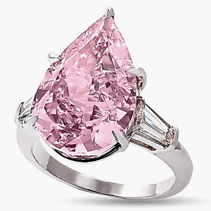 Rings for Women Exquisite Pink Diamond Geometry Water Drop Pointed Ring Ladies Jewelry Gifta Good Gift for a Girlfriend, Boyfriend, Family