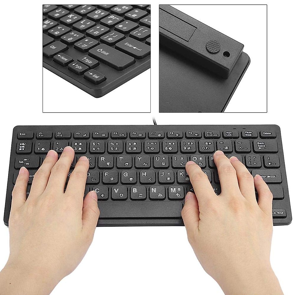 Wired Mini Japanese Keyboard,USB Interface Keyboard with White Japanese Lettering for Computer, Mute Ultra-Thin 78 Key Japanese English Black USB Wired Computer Keyboard(Black)