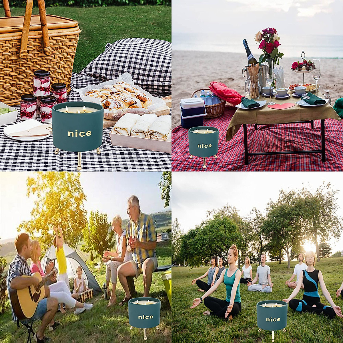 Citronella Candles Outdoor and Indoor, 50 Hours Long Burning, 14.3 Oz Large Citronella Scented Candle Decorative, 3 Wick Wax Tin, Long Lasting Essential Oil Soy Wax for Home Garden Patio Balcony-Green