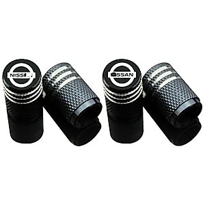 Tire Caps Metal Air Valve Cap Compatible with Nissan Car Accessories Valve Stem Caps Covers Car Moto Vehicle Wheel Tire Valve Stem Caps Fit for Versa Sentra Altima Accessories 4Pcs(Black)