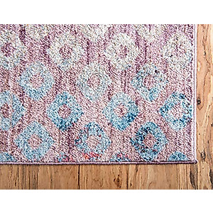 Unique Loom Rainbow Collection Geometric Abstract Modern Watercolor Lilac Area Rug (7' 0 x 10' 0)