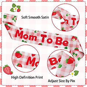 Lopeastar Strawberry Baby Shower Decorations Mom to Be Sash Dad to Be Corsage Set, Berry Sweet Mommy to Be Sash Baby Shower Sash Set Party Decorations