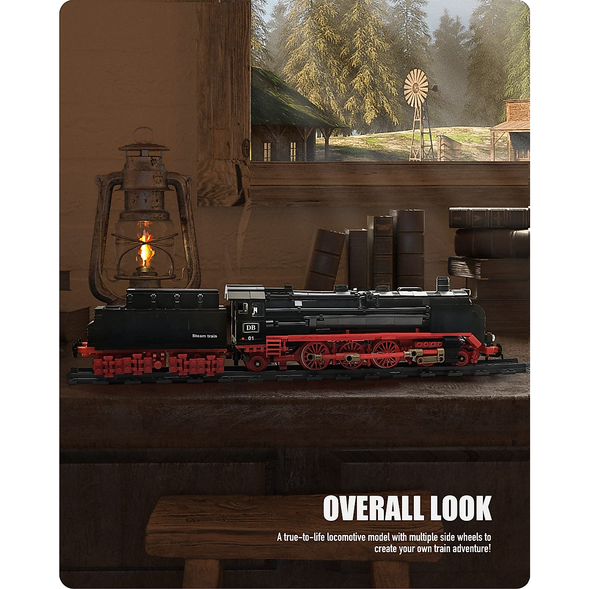 Nifeliz BR01 Steam Train Building Kit and Engineering Toy, Collectible Steam Locomotive Display Set, Train Set with Train Tracks, Top Present for Train Lovers (1173 PCS)